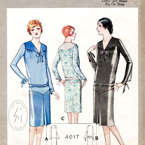 Vintage Sewing Pattern 1920s 20s Dress Pattern 3 Styles // Slip on ...