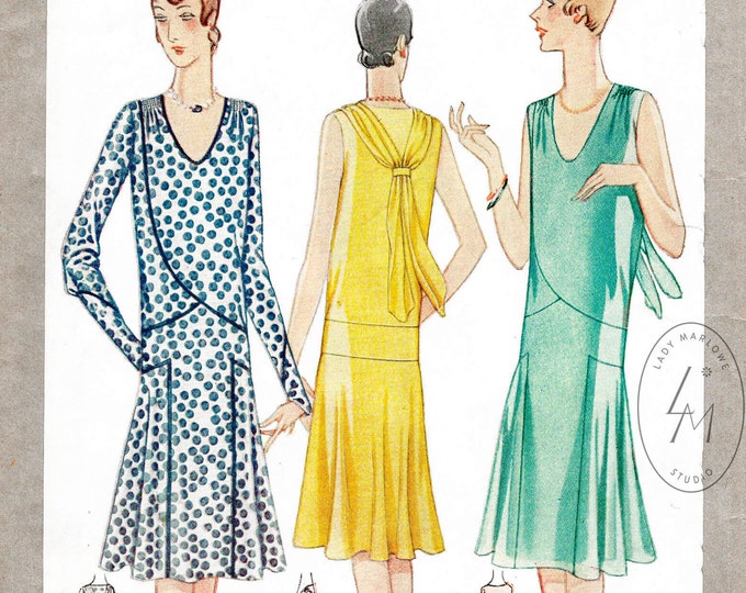 1920s 1930s Dress // Vintage Sewing Pattern Reproduction // Day or ...