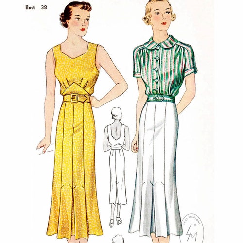 Vintage Sewing Pattern Reproduction / 1930s 30s Dress Pattern - Etsy