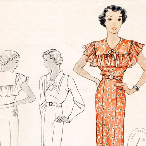 Vintage Sewing Pattern 1930s 30s Dress Pattern 2 Styles Etsy