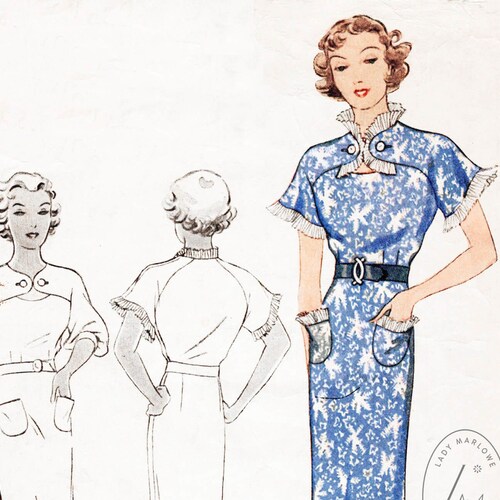 1930s Dress Vintage Sewing Pattern Reproduction 2 Piece Etsy