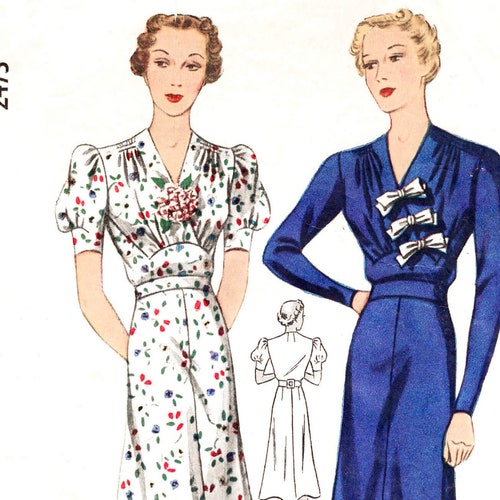 Vintage Sewing Pattern 1930s 30s Dress Pattern 2 Styles Etsy