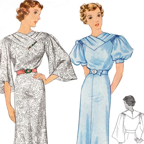 1930s Vintage Sewing Pattern Reproduction 30s Dress Sleeves Etsy