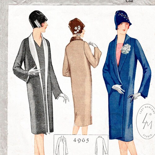 Vintage Sewing Pattern 1920s Dress & Coat Reproduction Flapper - Etsy