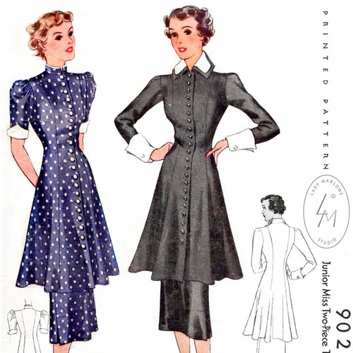 1930s 30s Dress Vintage Sewing Pattern Reproduction Raglan Etsy