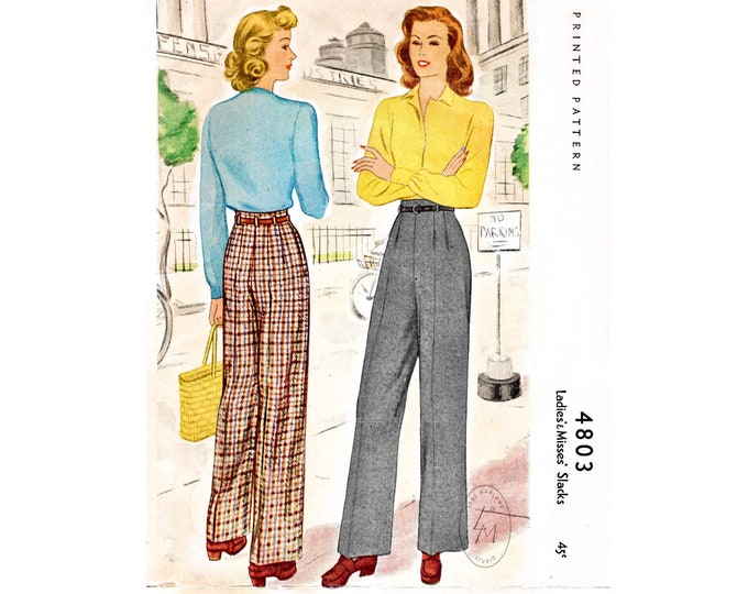 Vintage Sewing Pattern 1930s 1940s Palazzo Pants Wide Leg Trousers ...