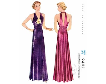 1930s 30s Evening Dress Gown Vintage Sewing Pattern PICK YOUR SIZE Bust ...