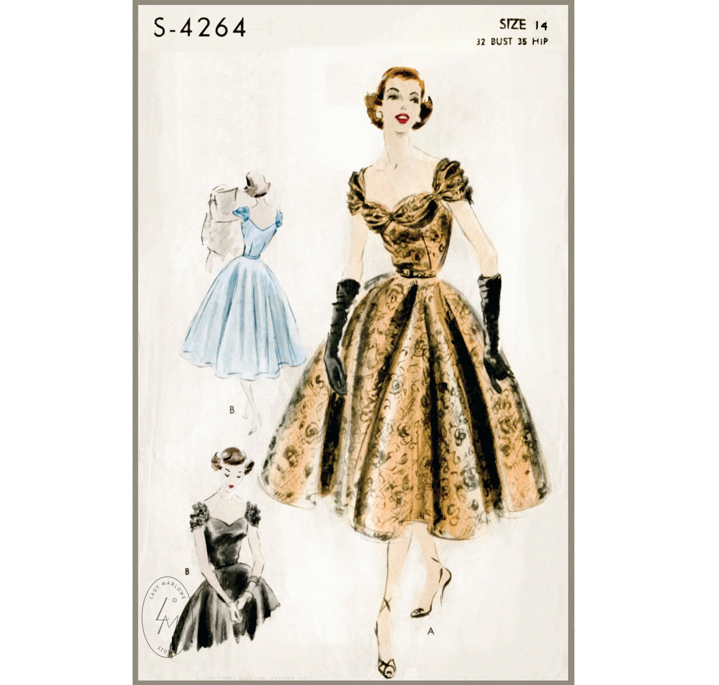 Vintage Sewing Pattern 1950s 50s Cocktail Dress Ball Gown - Etsy