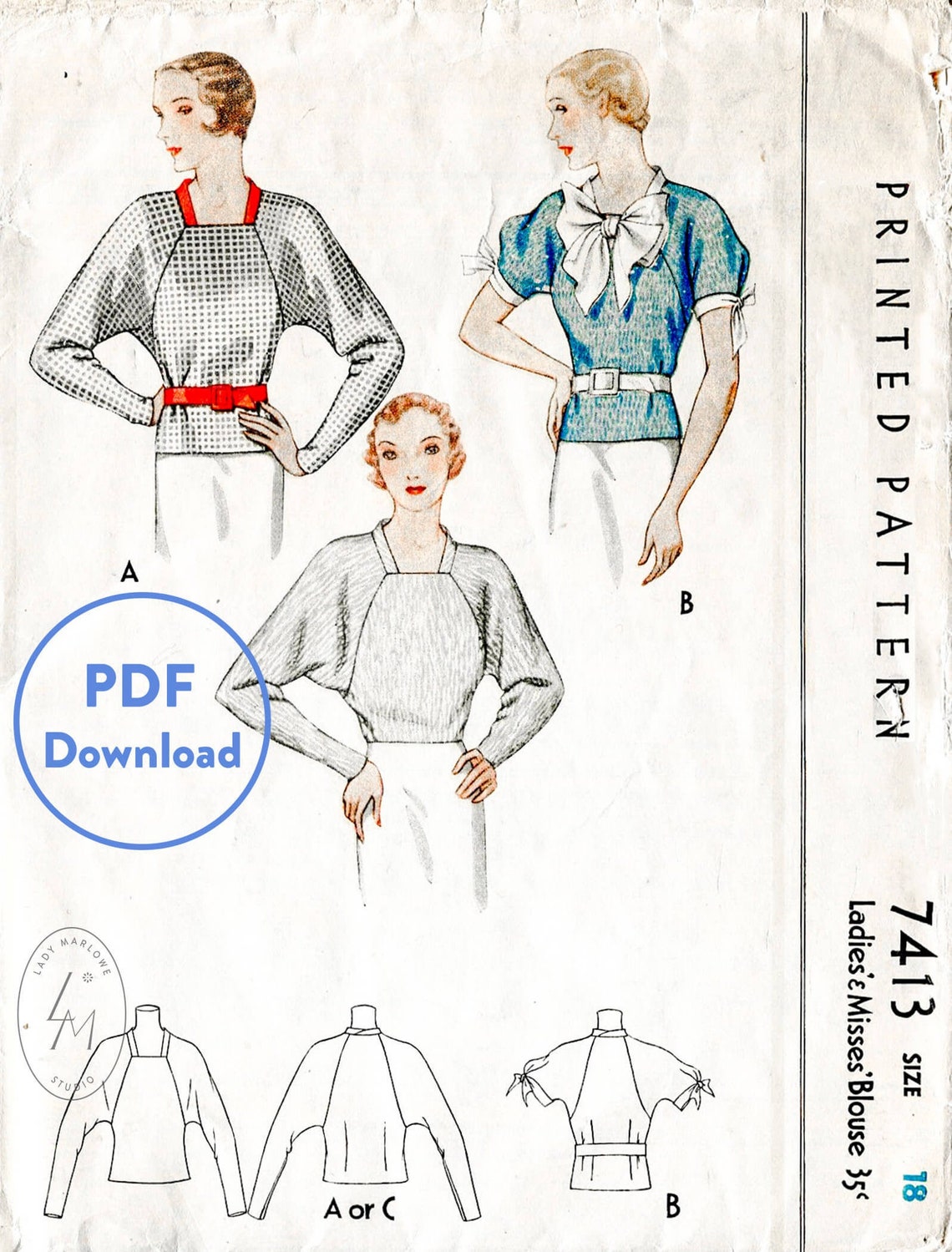 Vintage sewing pattern vintage sewing pattern 1930s 30s art | Etsy