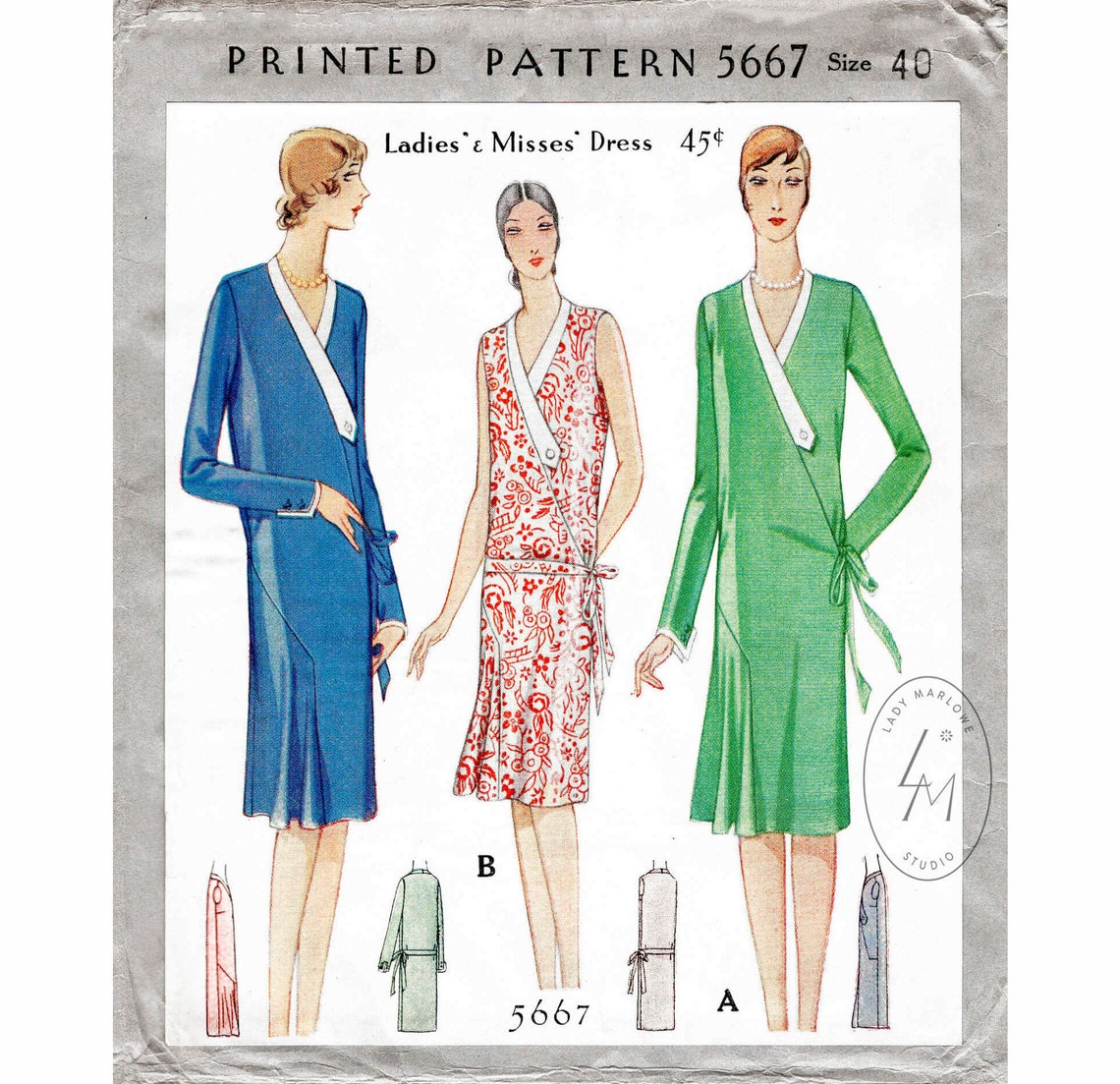 1920s 20s Wrap Dress Vintage Sewing Pattern Reproduction // - Etsy