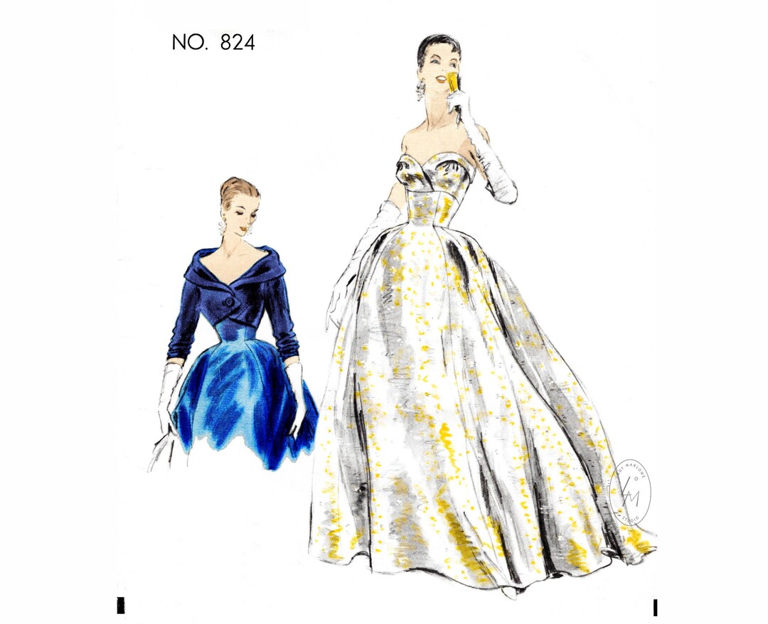 Vintage Sewing Pattern 1950s 50s Ball Gown // Evening Dress ...