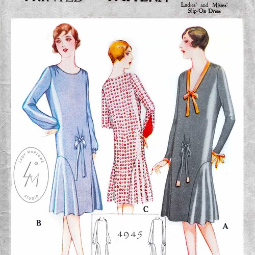 1920s 20s Evening Cocktail Dress Pattern // Vintage Sewing - Etsy