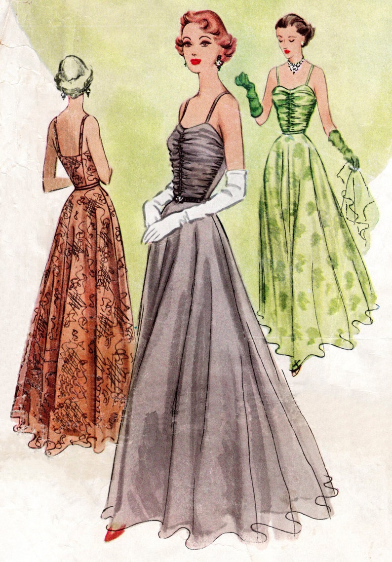 Vintage sewing pattern 1950s evening ball gown cocktail dress | Etsy