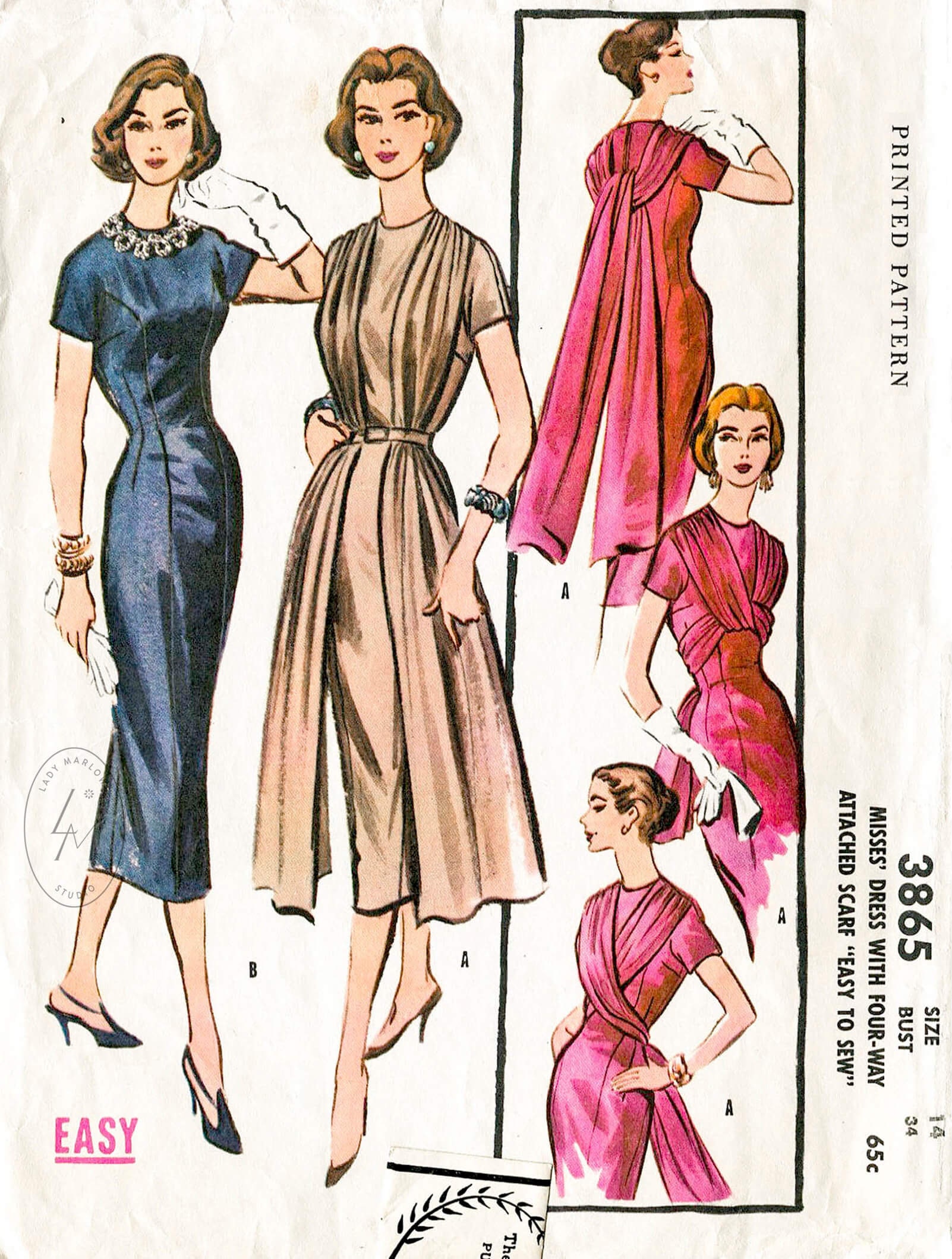 Vintage Sewing Pattern 1950s 50 Cocktail Dress 4 Way Style | Etsy