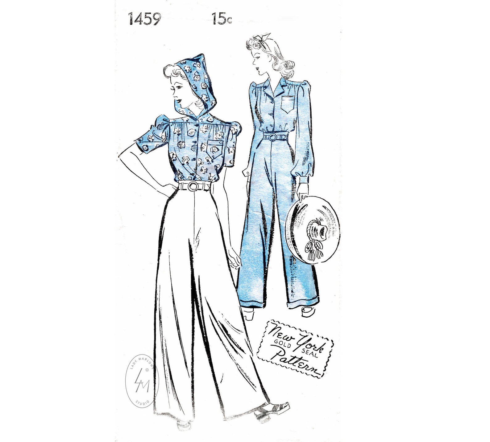 1940s 40s Rosie the Riveter Workwear / Hooded Blouse / - Etsy