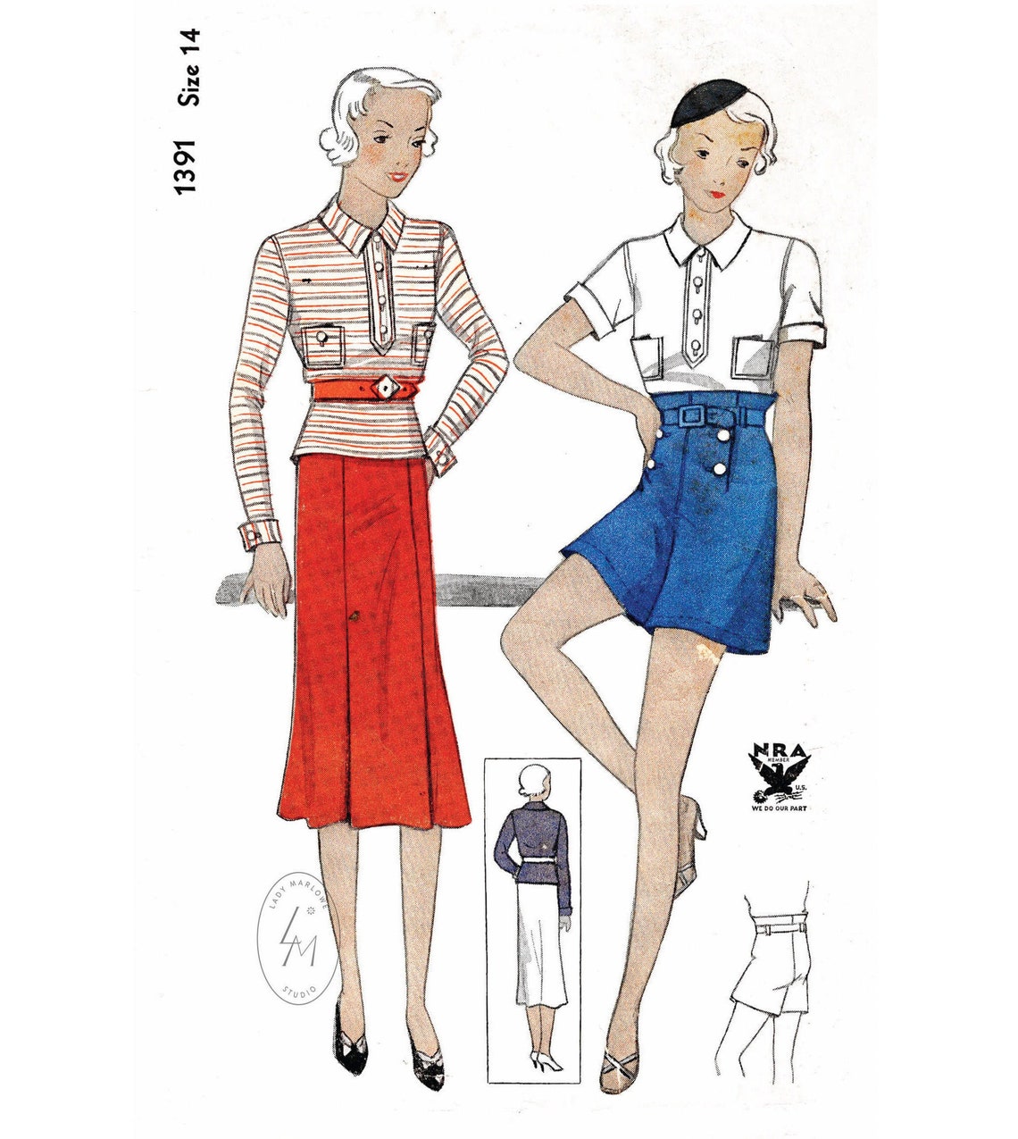 Vintage Sewing Pattern 1930s 30s 3 Piece Ensemble / High Waist - Etsy