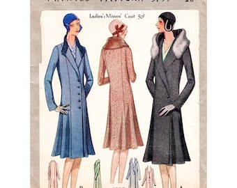 Vintage Sewing Pattern 1920s 20s Winter Coat // Reproduction | Etsy