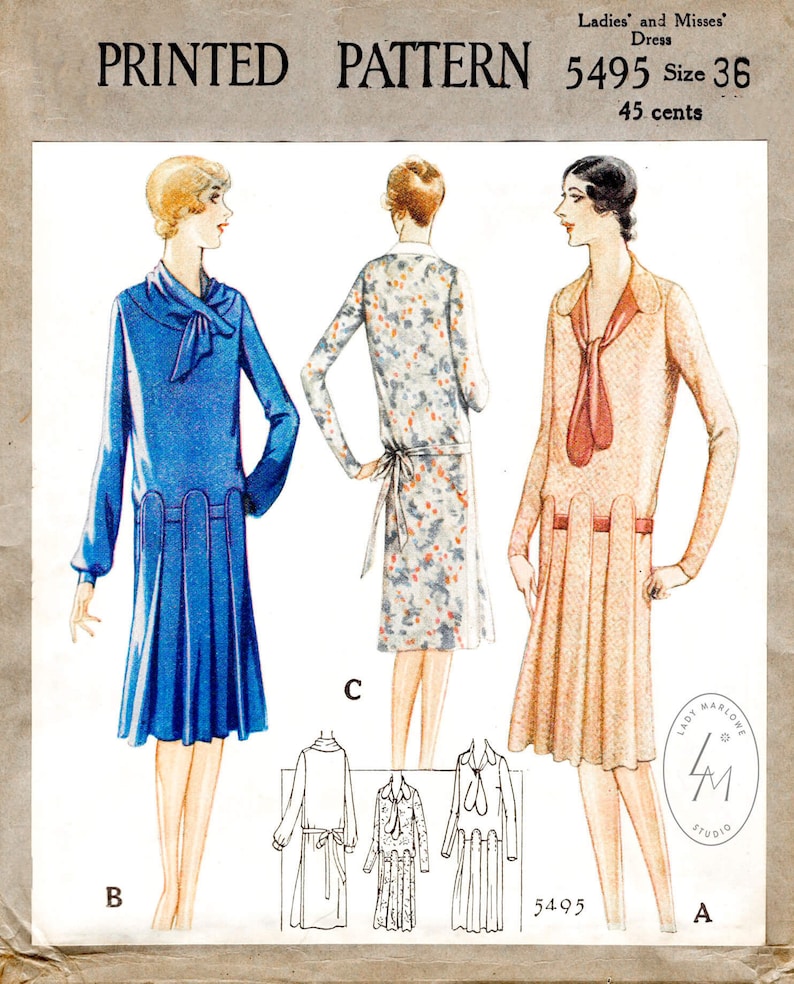 Vintage Sewing Pattern 1920s 20s Flapper Dress Reproduction // 3 Styles ...