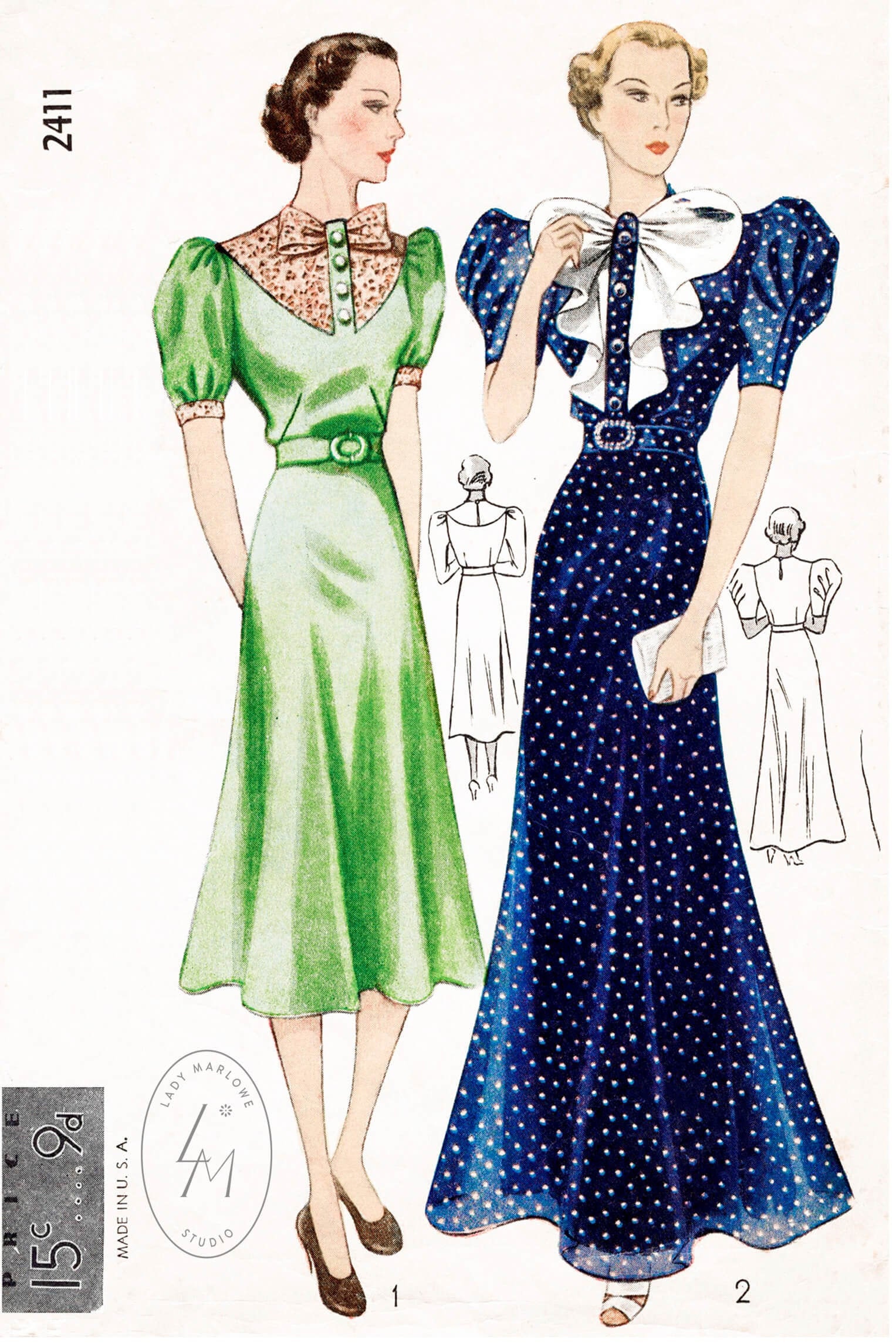 Sewing And Fiber Vintage Sewing Pattern 1930s 30s Vintage Evening Gown