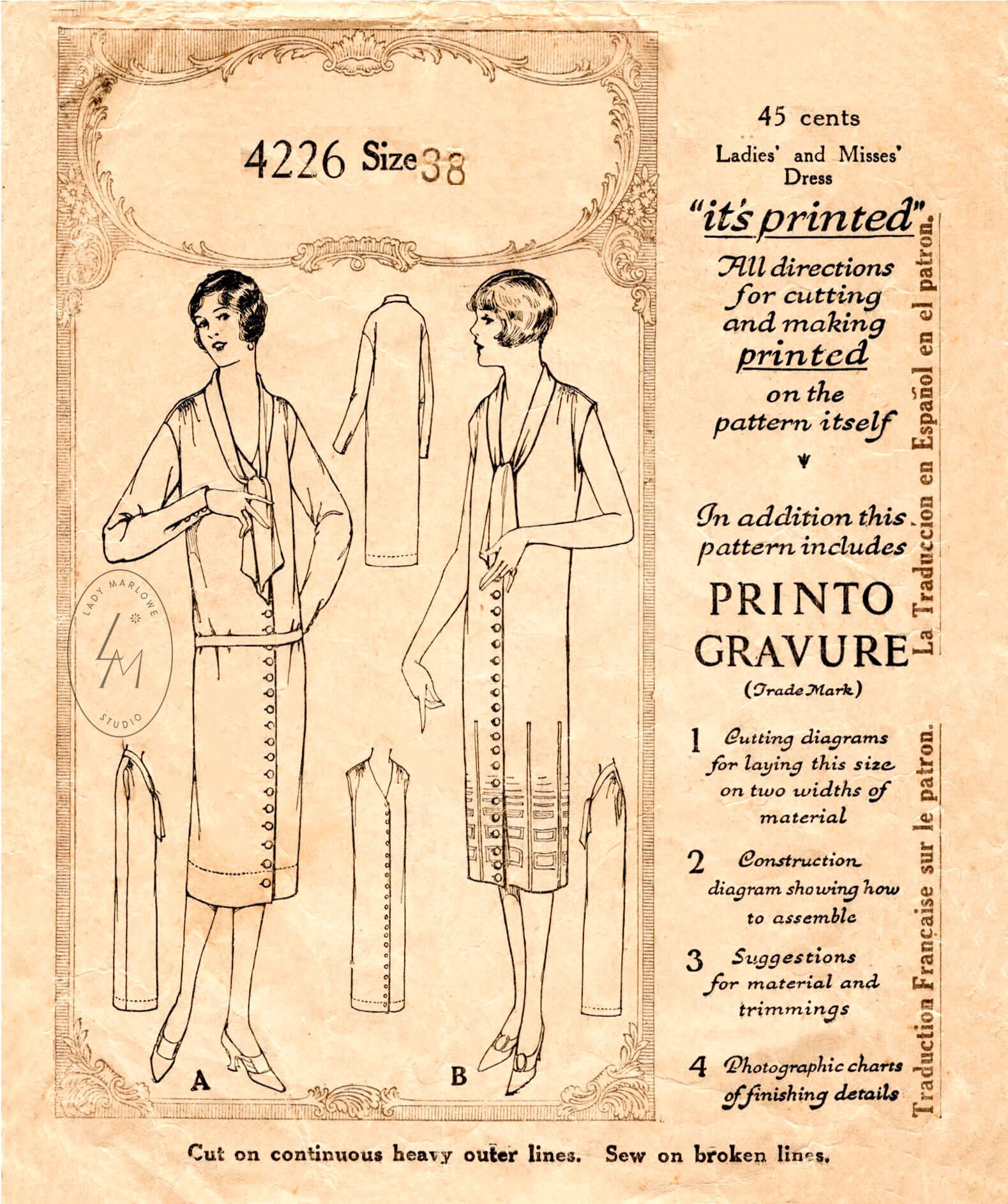 Vintage Sewing Pattern 1920s 20s Reproduction Flapper Day | Etsy