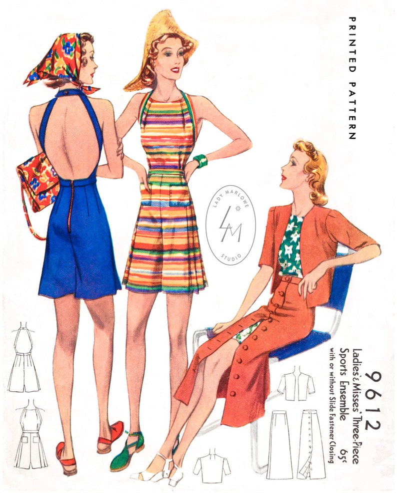 Vintage Sewing Pattern 1930s Pattern Reproduction // Beachwear - Etsy