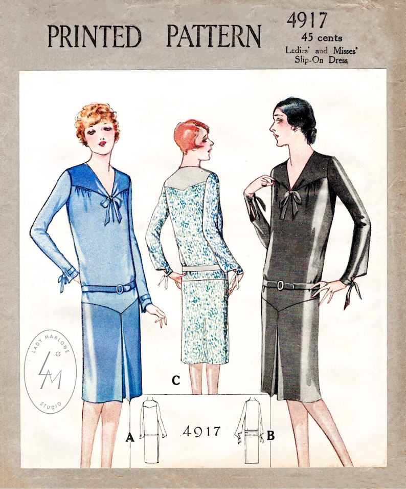 Vintage Sewing Pattern 1920s 20s Dress Pattern 3 Styles // - Etsy