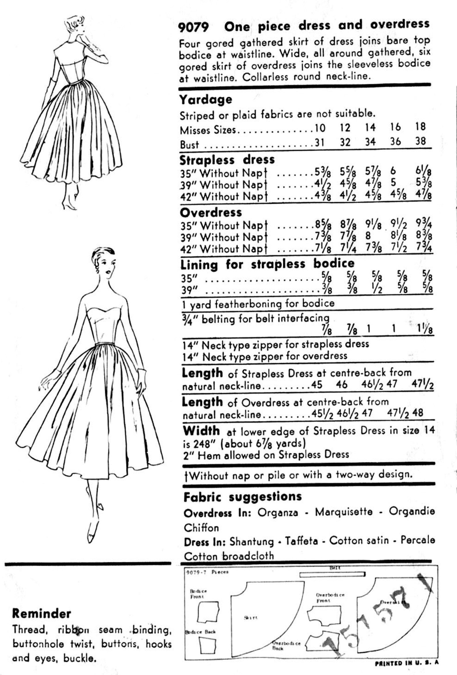 Vintage Sewing Pattern 1950s 50s Cocktail Dress Pattern Ball Gown ...