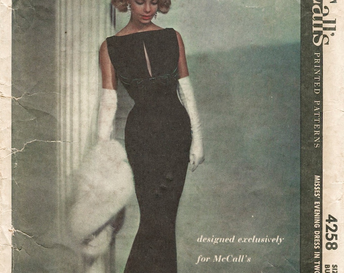 1950s Mccall's 4258 Pauline Trigere Vintage Sewing Pattern Evening ...