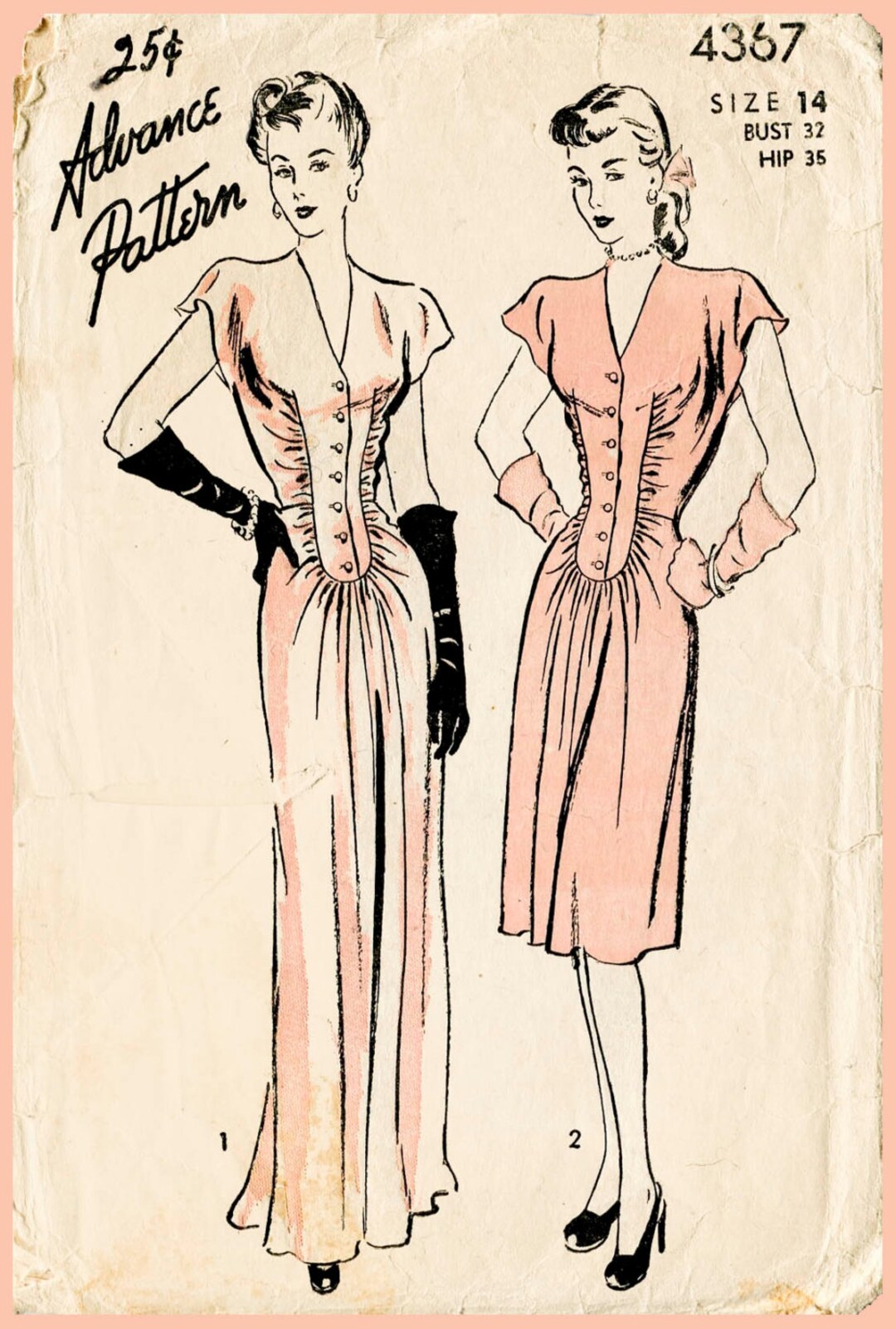 1940 Vintage Sewing Pattern 1940s 40s Vintage Women's Sewing Pattern ...