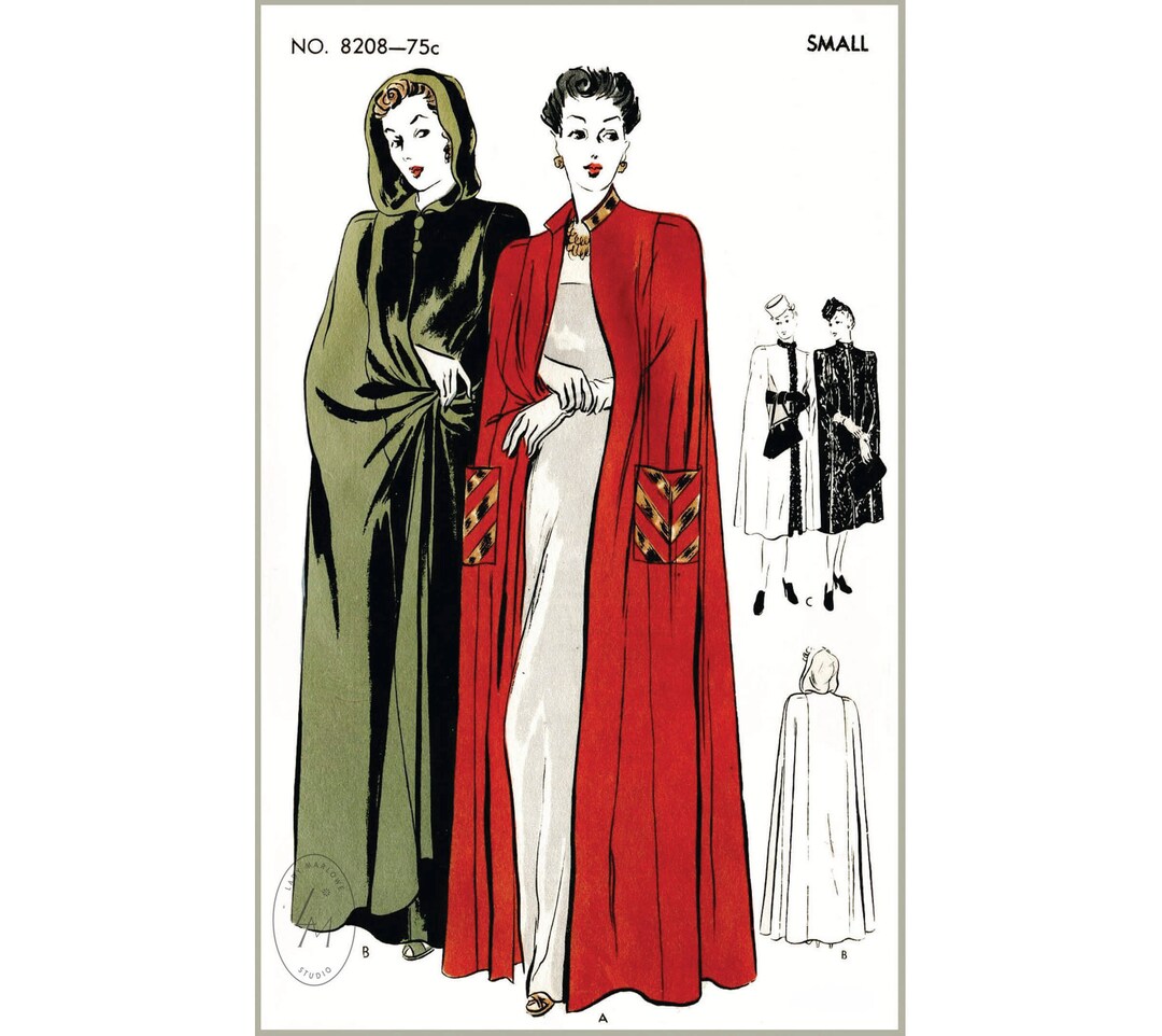 Vintage Sewing Pattern 1940s 40s Vintage Women's Sewing Pattern Cape ...