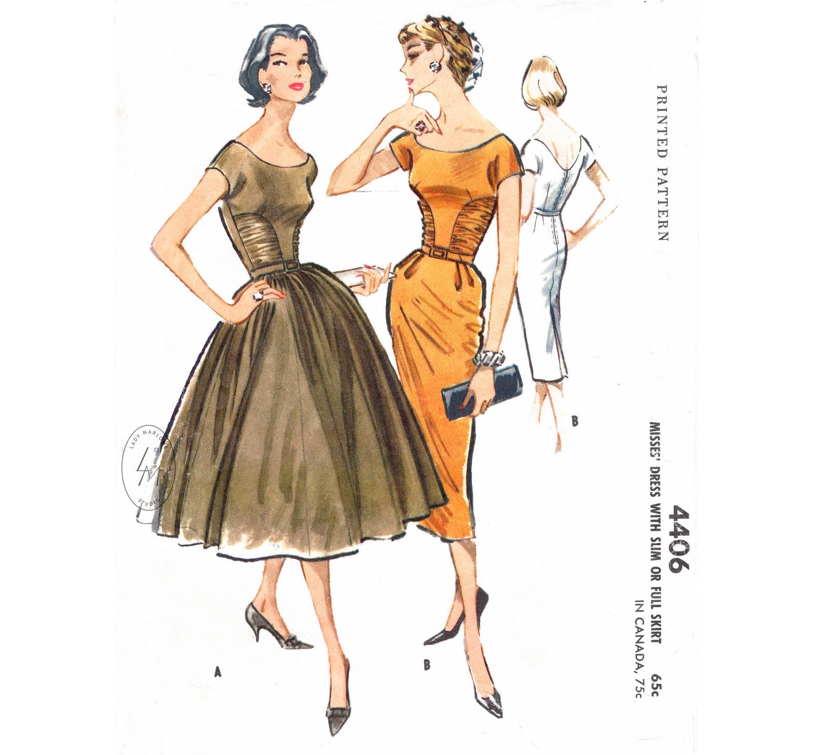 1950s 50s Cocktail Dress Vintage Sewing Pattern // Empire | Etsy