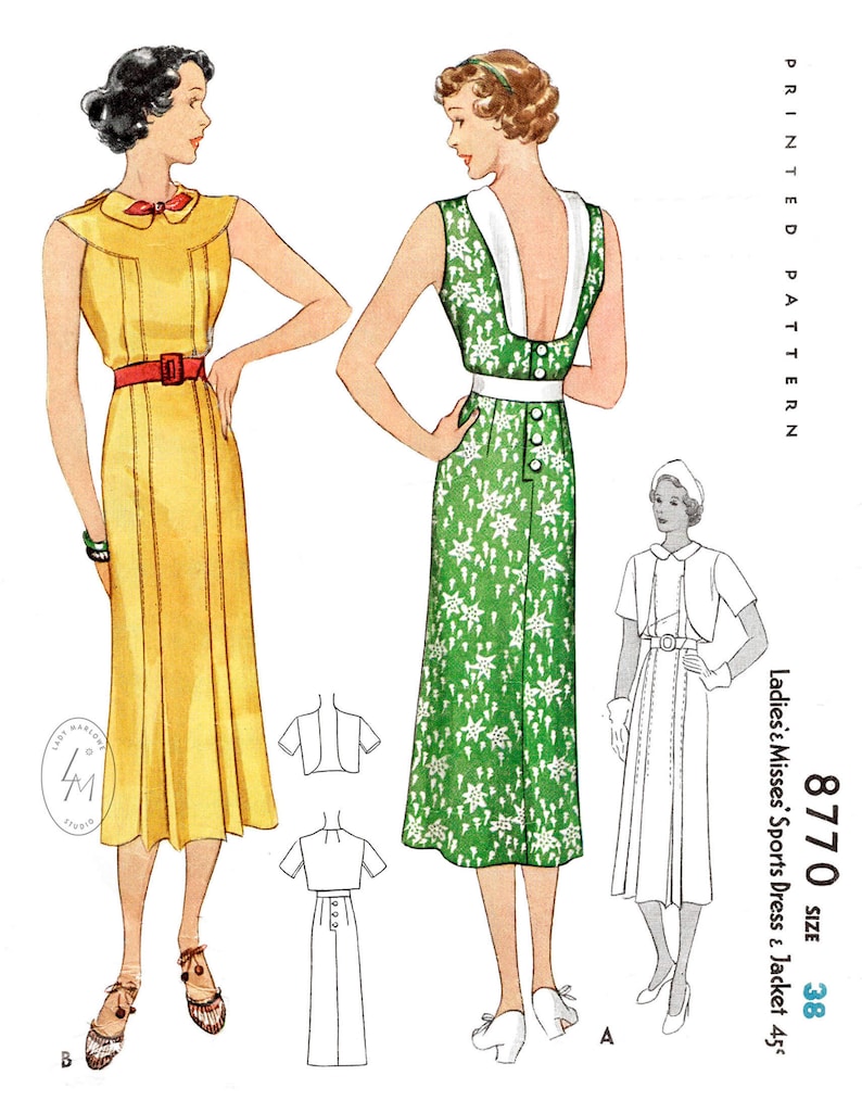 Vintage Sewing Pattern 1930s 30s Dress Pattern Reproduction // | Etsy