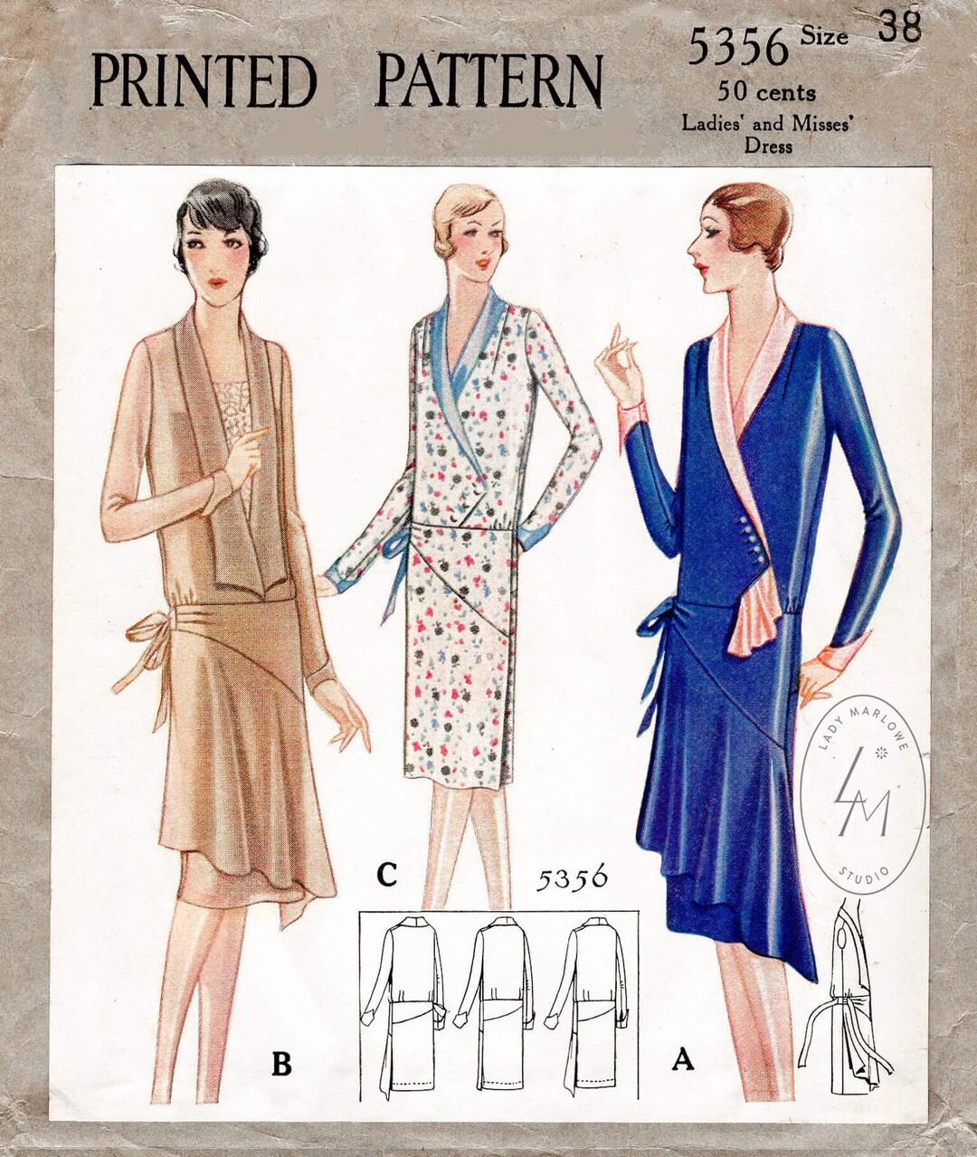 Vintage Sewing Pattern 1920s 20s Historic Dress Reproduction // 3 ...