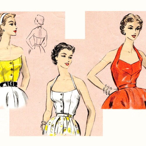 Vintage Sewing Pattern 1950s 50s Classic Halter Top / Pointed - Etsy