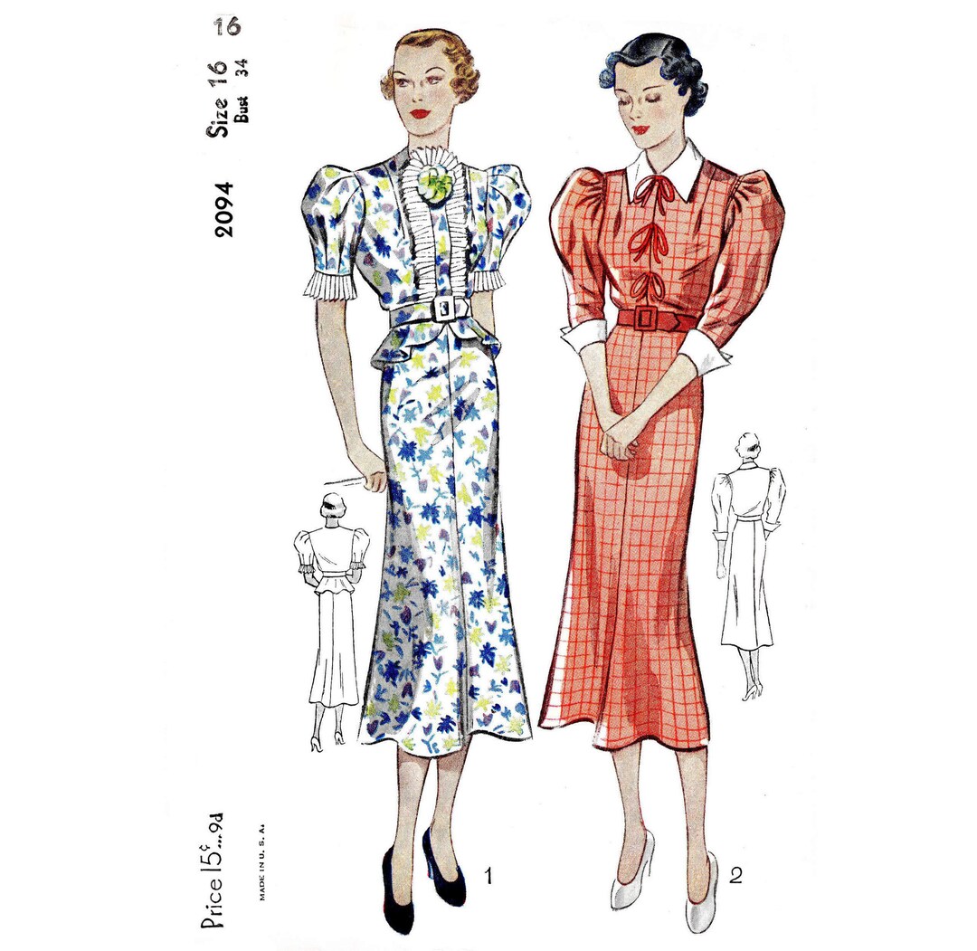 Vintage Sewing Pattern 1930s 30s Dress Reproduction // Accordion Pleats ...