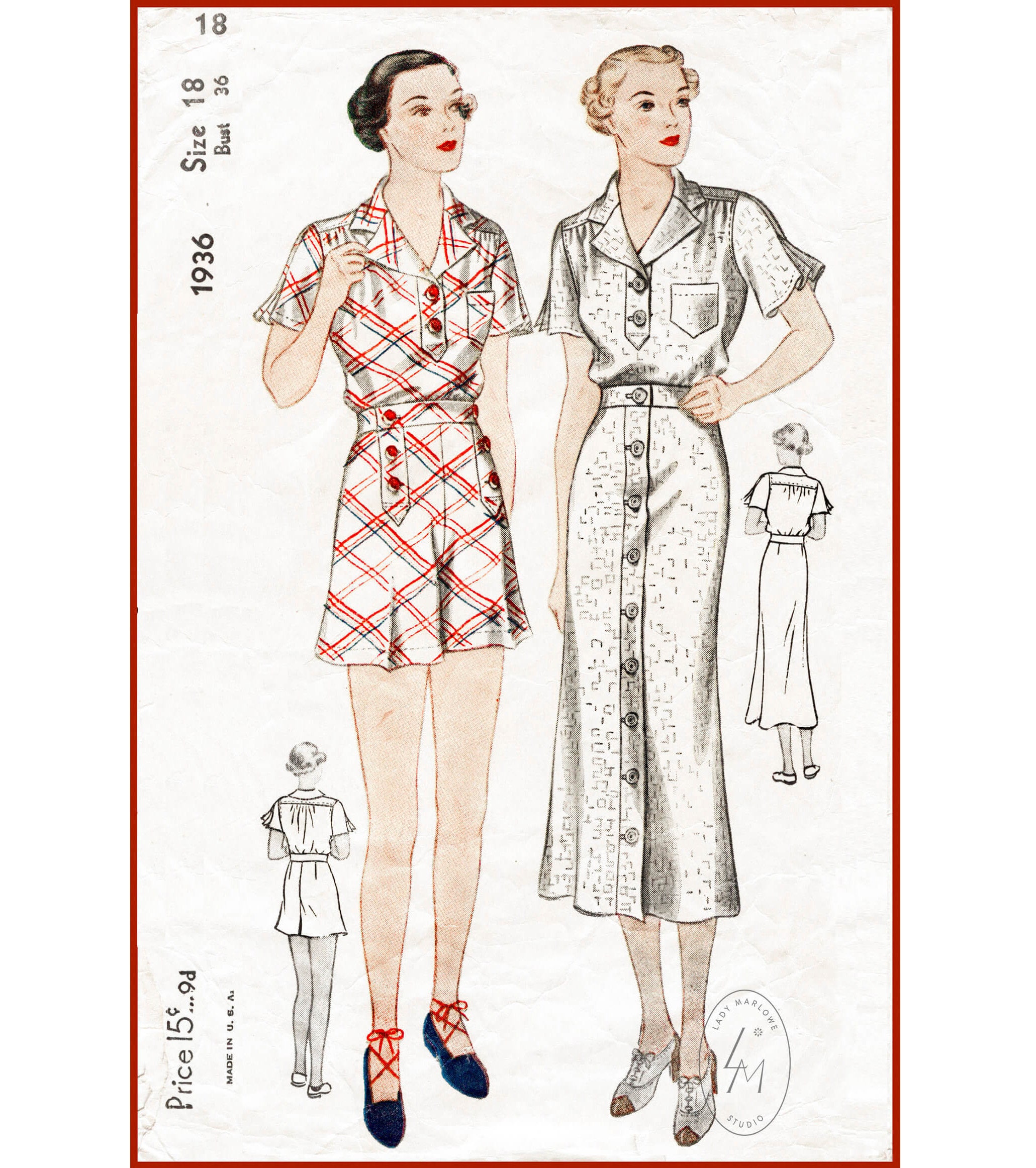 Vintage Sewing Pattern 1930s Pattern Reproduction // Beachwear - Etsy