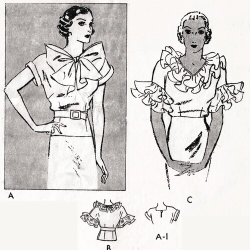 1930s Vintage Sewing Pattern Reproduction 30s Dress Sleeves Etsy