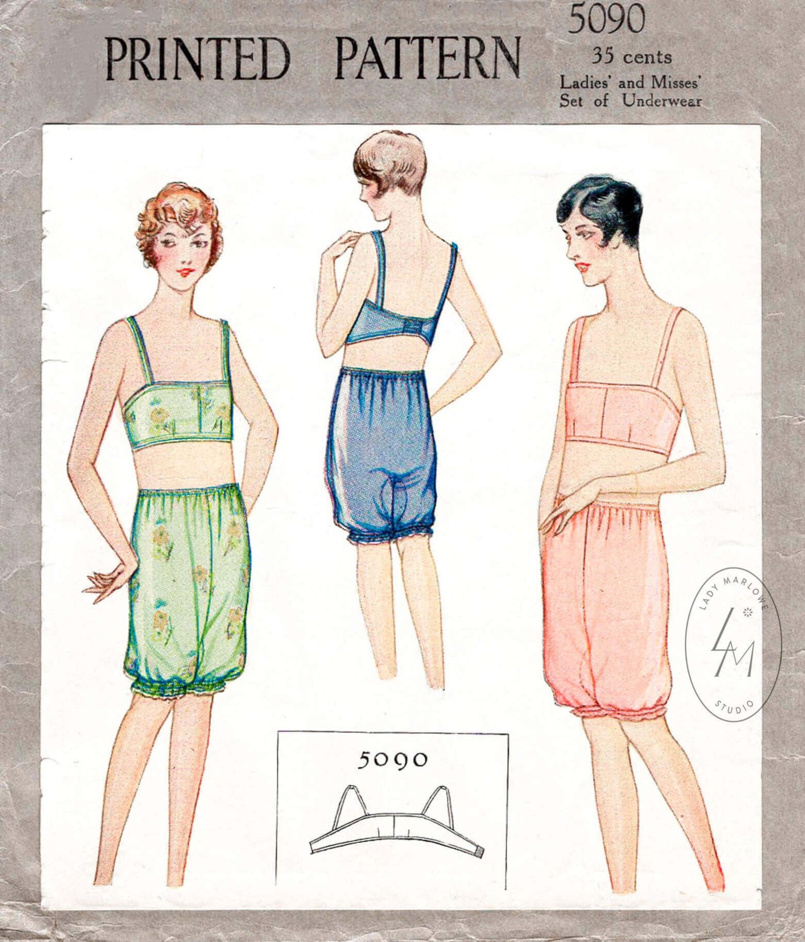 1920s 20s Pattern // Bra & Bloomer Shorts // Vintage Lingerie | Etsy