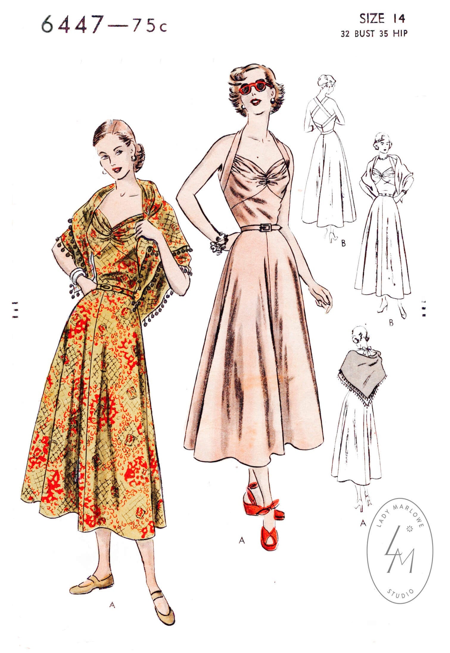 Vintage Sewing Pattern 1950s 50s Halter Dress Beachwear - Etsy