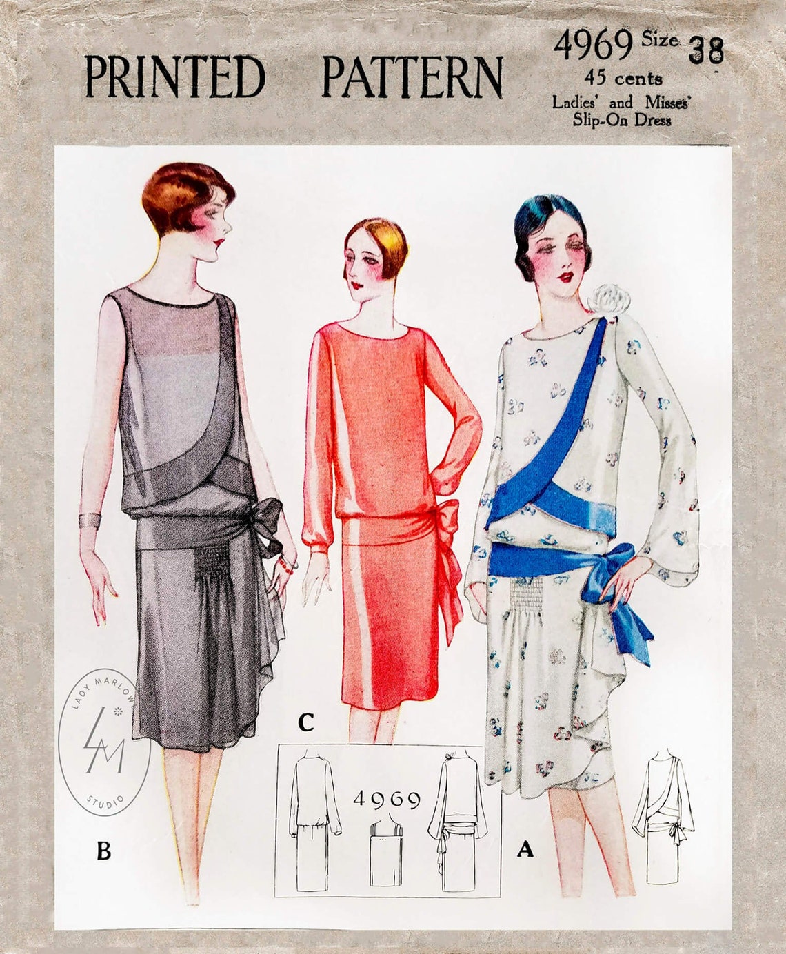 Vintage Sewing Pattern 1920s 20s Flapper Party Dress / | Etsy