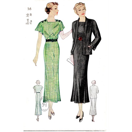 1930s 30 Dress Vintage Sewing Pattern // 2 Styles // Lantern - Etsy
