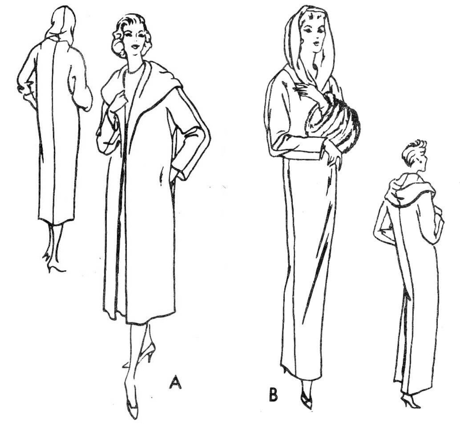 Vintage Sewing Pattern 1950s 50s Opera Coat in 2 Lengths / Oversized ...