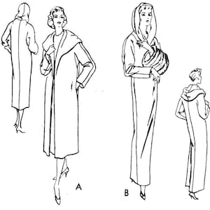 Vintage Sewing Pattern 1950s 50s Opera Coat in 2 Lengths / Oversized ...