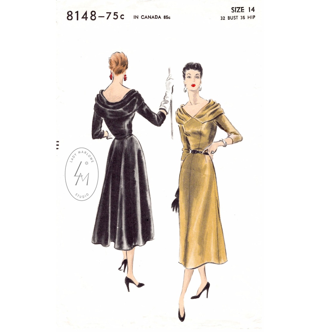 Vintage Sewing Pattern 1950s 50s Cocktail Dress Ball Gown Evening Full ...