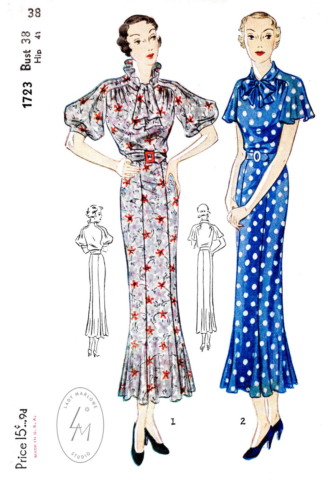 Vintage Sewing Pattern 1930s Dress Reproduction // 2 Styles // Flutter ...