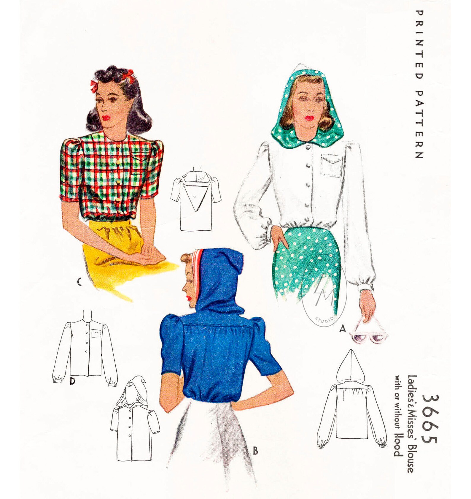 Vintage Sewing Pattern 1940s 40s Pattern Misses Women's - Etsy