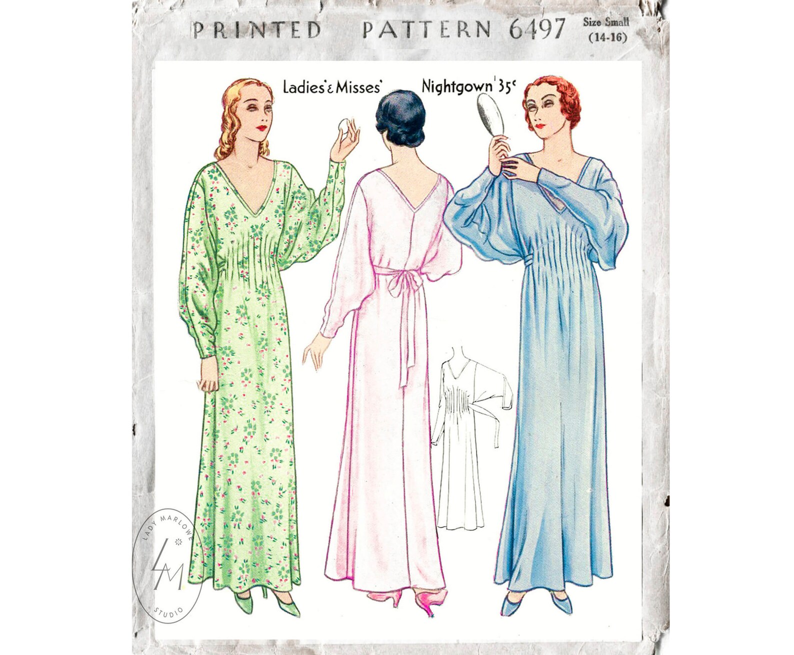Vintage Sewing Pattern 1920s 20s Gown Reproduction // Butterfly Sleeves ...