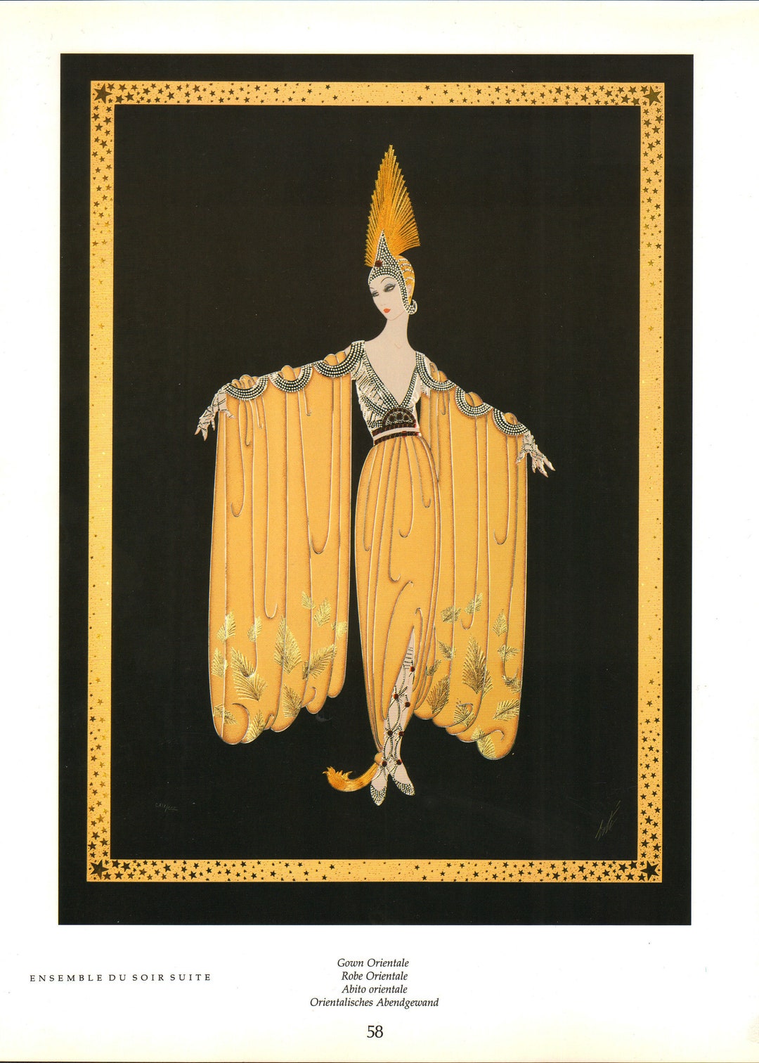 Chic Original Vintage ERTE Art Deco Print Gown Orientale Fashion Book ...