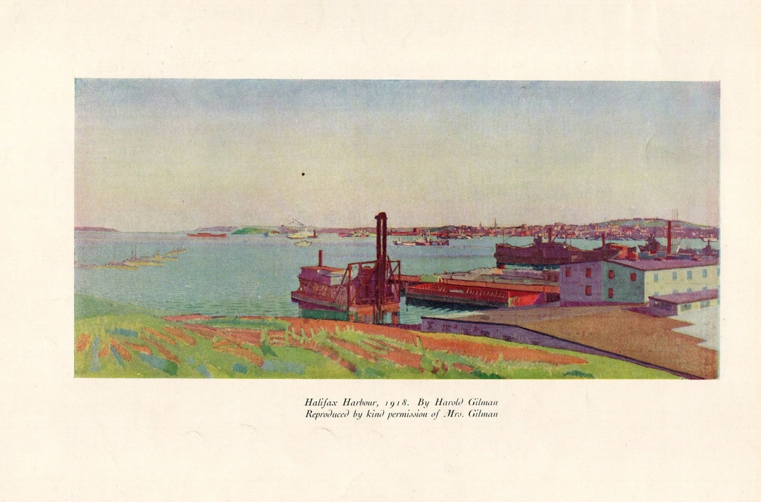 HALIFAX HARBOUR 1931 STUDIO Vintage Art Print Original Art Bookplate by ...