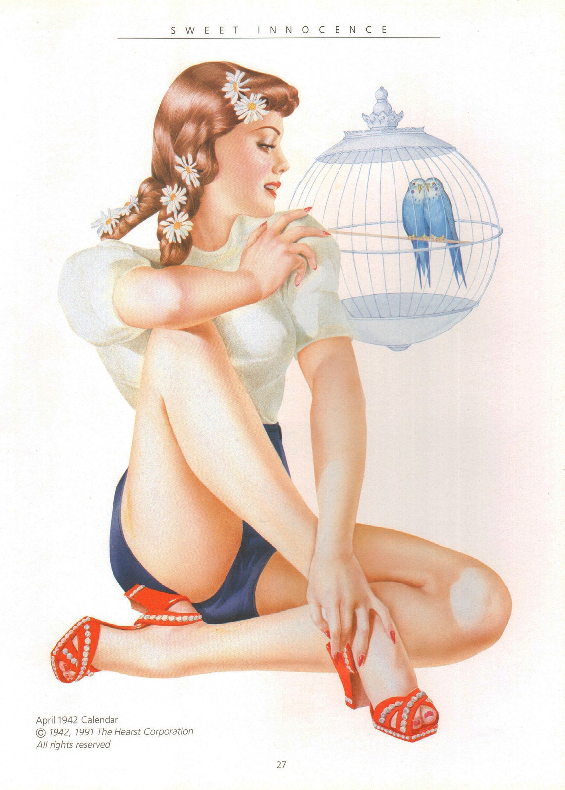 Varga Girl Original Pin Up Vintage Print Sweet Etsy Uk